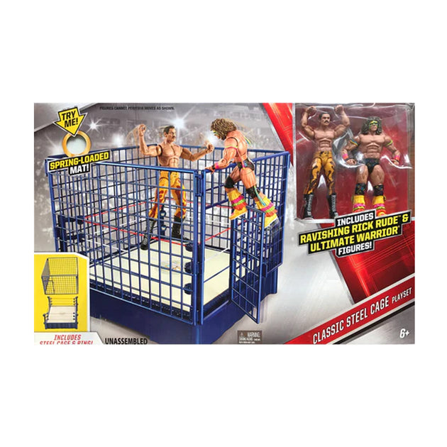 WWE Elite: Classic Steel Cage With Ultimate Warrior and Rick Rude Figu ...